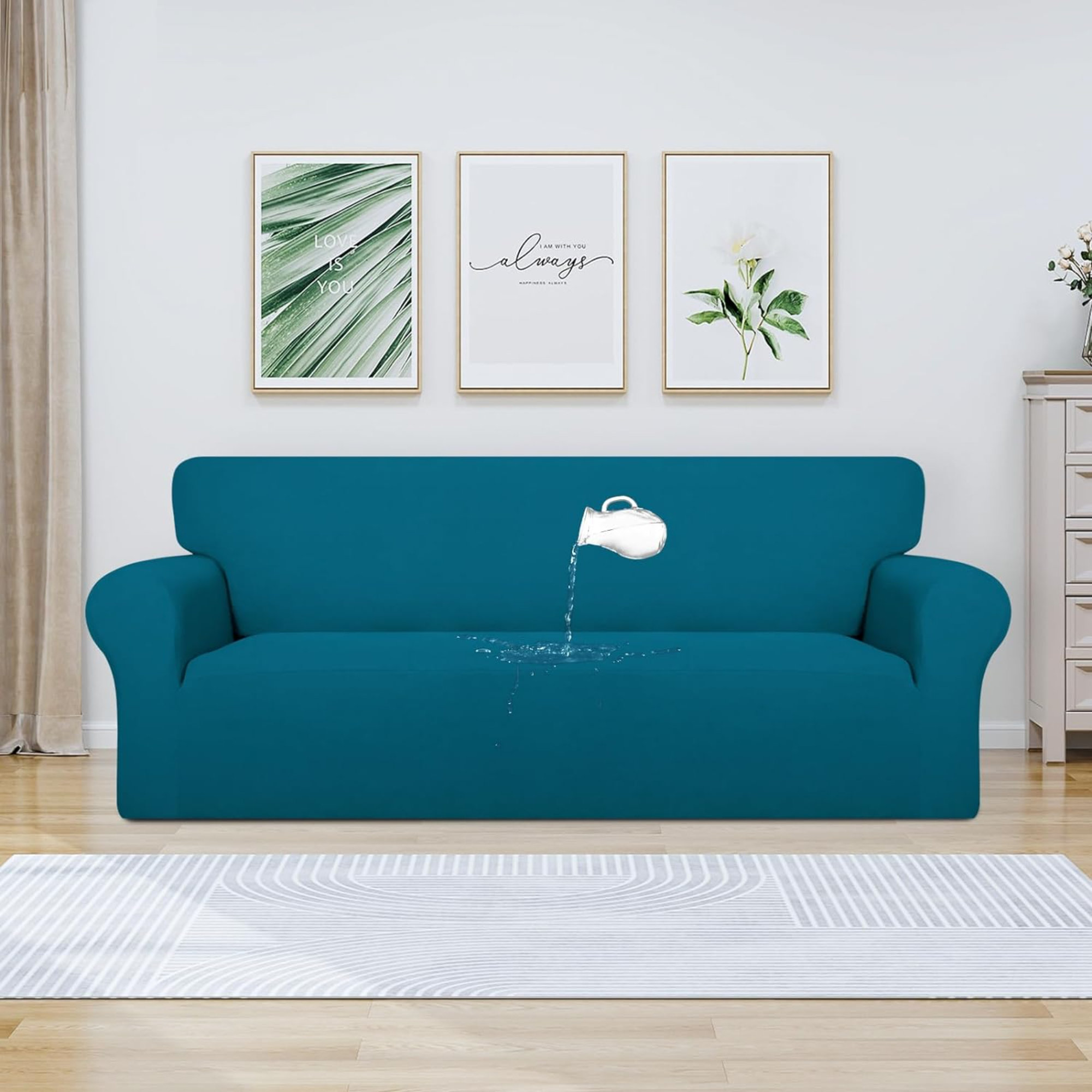 Latitude Run 100 Dual Waterproof Couch Cover Slipcovers for Couches and Sofas Stretch Non Slip Fleece Sofa Covers Washable Leakproof Furniture Protector for